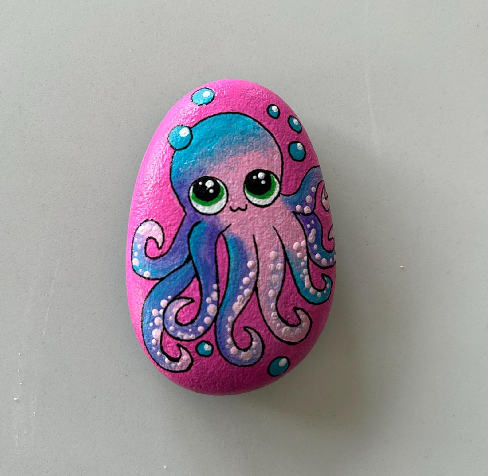 Cute Octopus Rock, Hand Painted Octopus, Rock Art, Octopus Painting ...