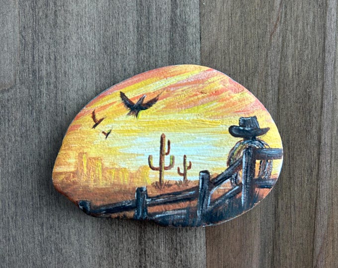 Southwestern Painted Rock, Hand Painted Arizona Rock, Desert Landscape ...