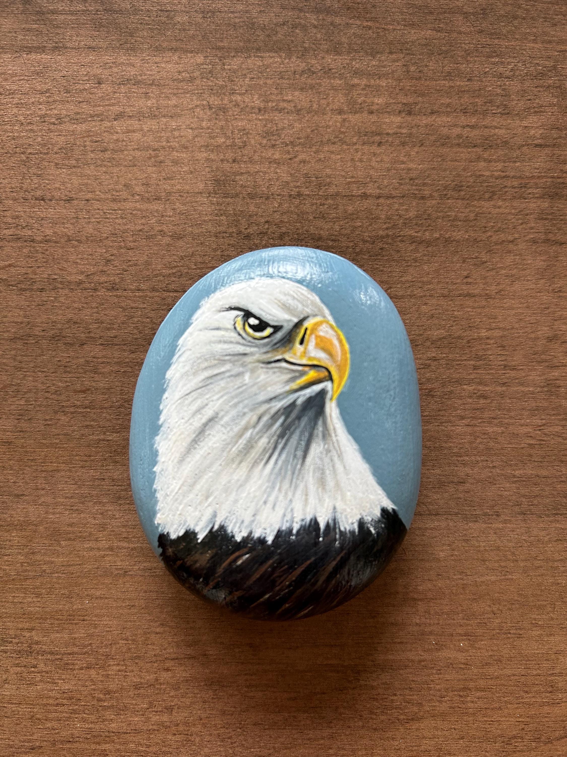 Eagle Rock, Hand Painted Rock, Rock Art, Eagle Decor, Painted Eagle ...