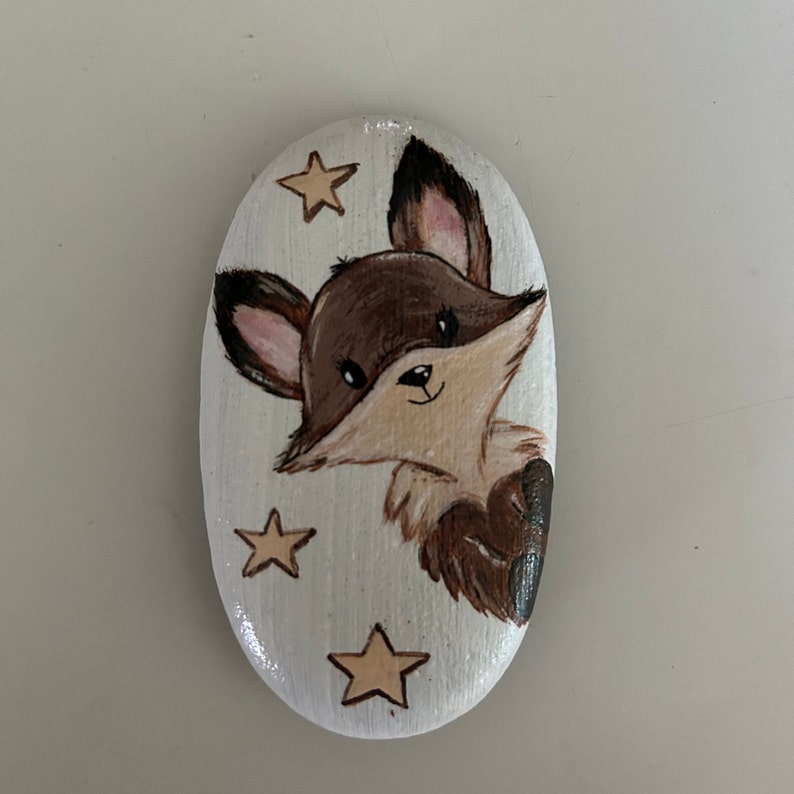 Cute Hand Painted Rock, Fox Painted Rock, Rock Art, Hand Painted Animal ...