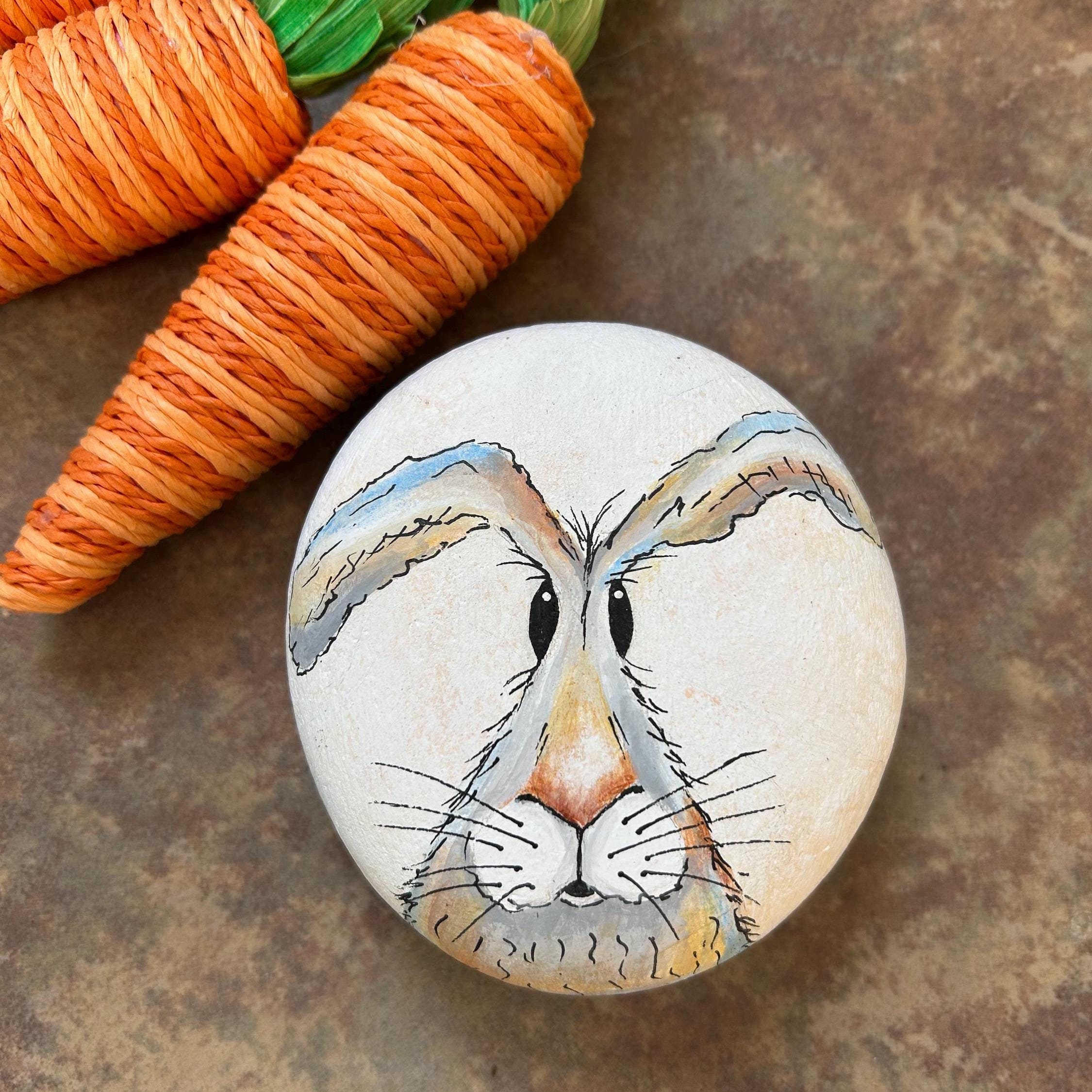 Silly Bunny Painted Rock, Funny Easter Painting, Rock Art, Painted ...