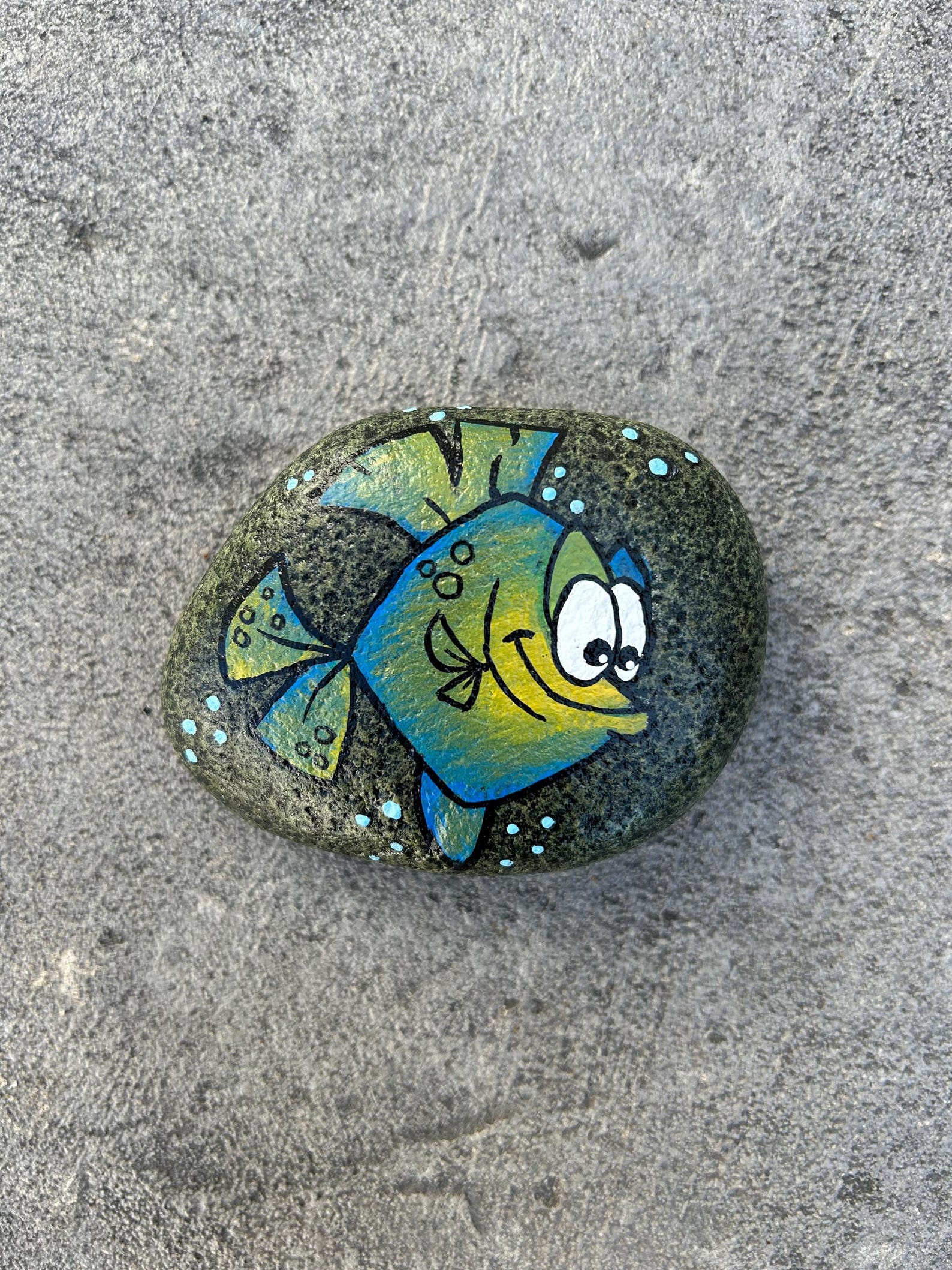Fish Rock, Hand Painted Rock, Fish Painting, Rock Art, Pond Rock, Silly ...