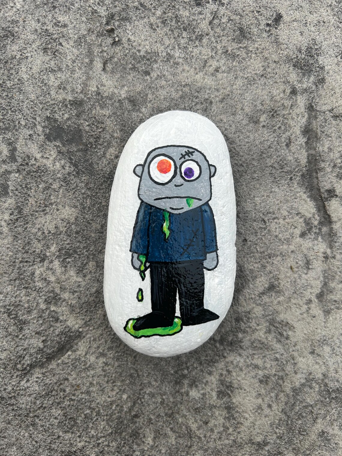 Monster Rock, Hand Painted Rock, Rock Art, Halloween Decor, Fall Decor ...