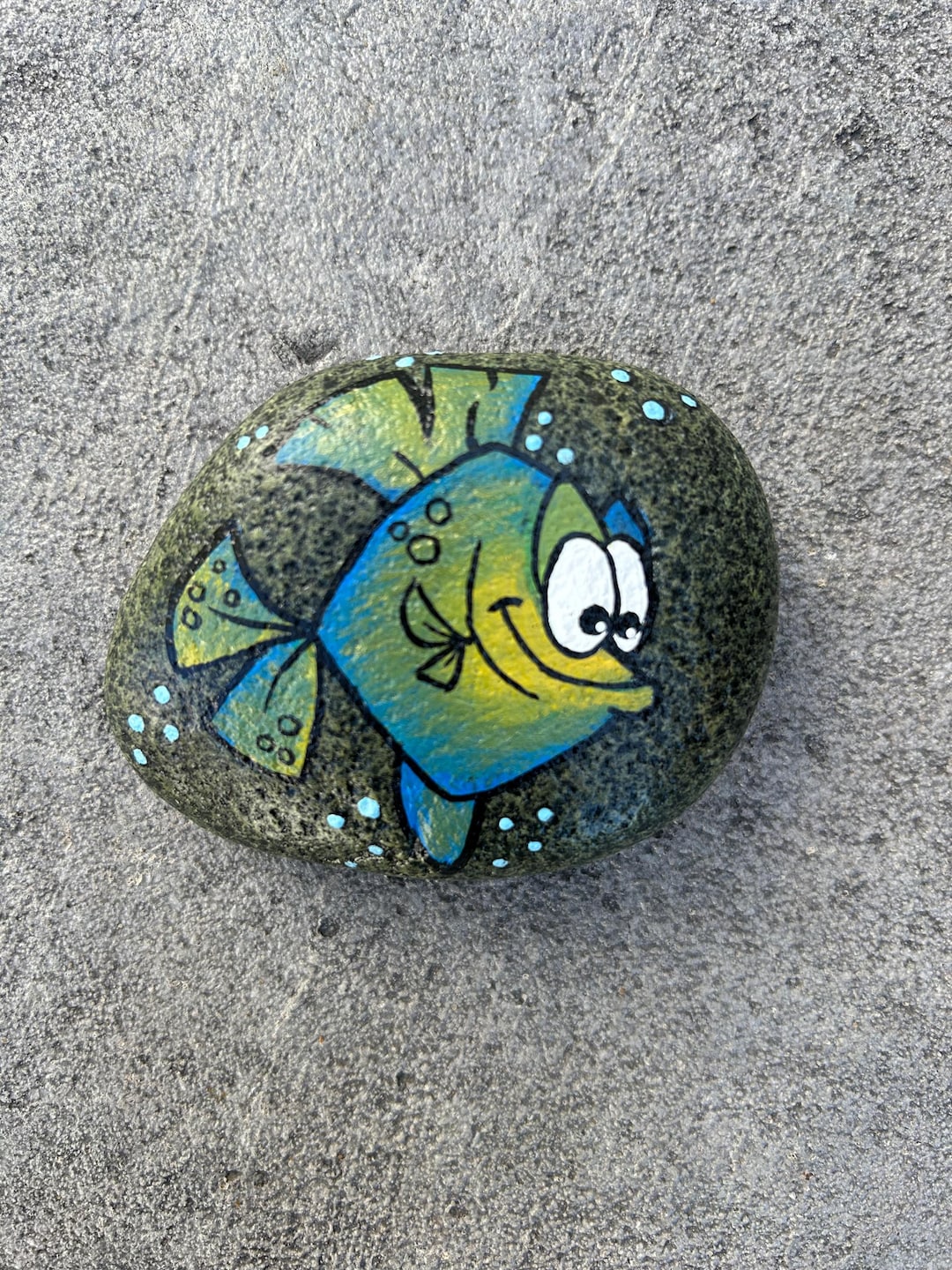 Fish Rock, Hand Painted Rock, Fish Painting, Rock Art, Pond Rock, Silly ...
