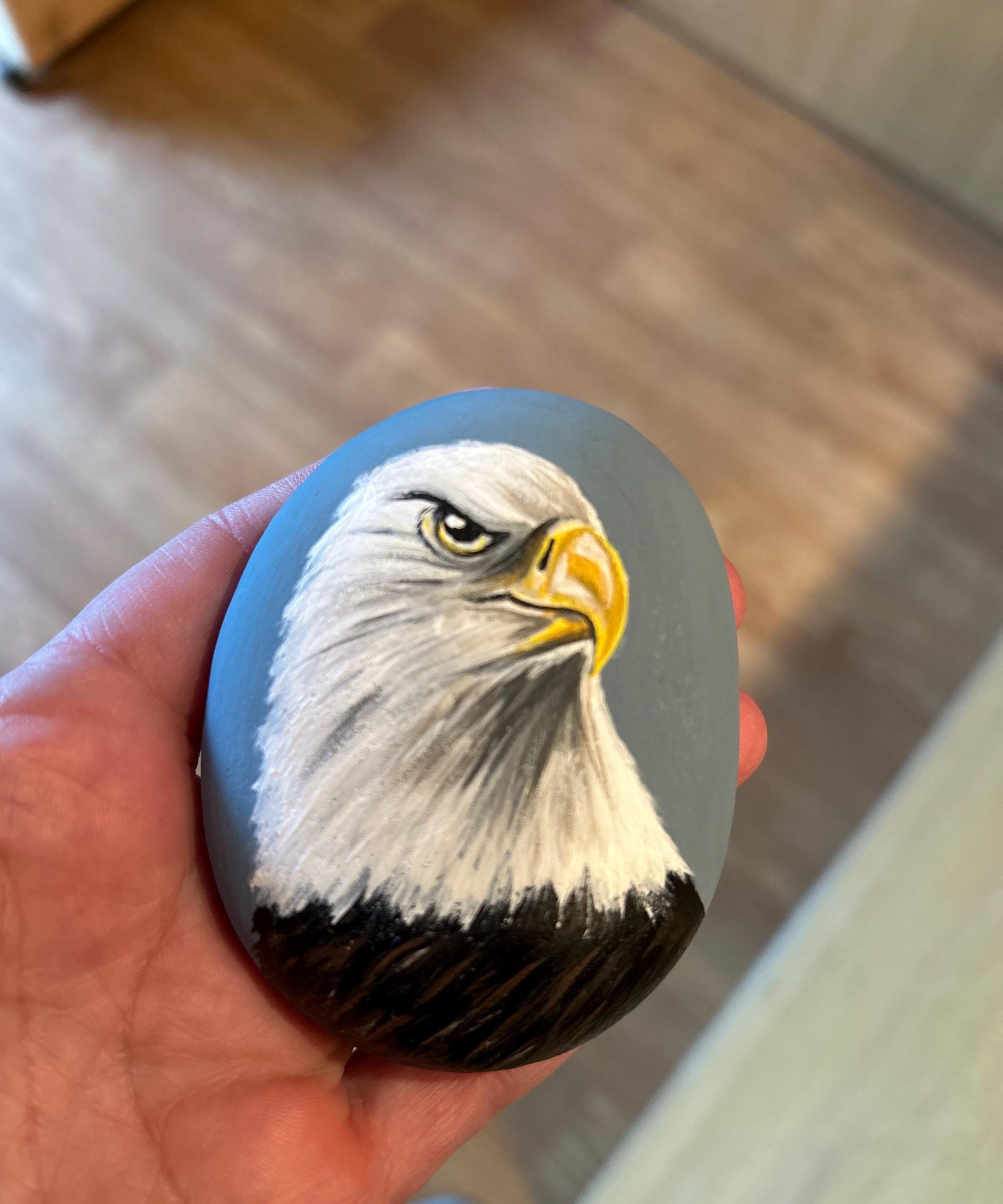 Eagle Rock, Hand Painted Rock, Rock Art, Eagle Decor, Painted Eagle ...