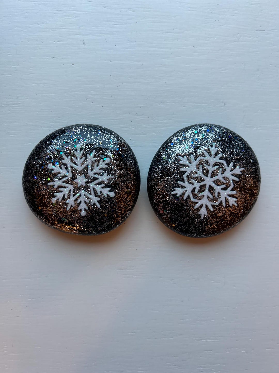 Set of Snowflake Rocks, Glitter Rocks, Painted Rocks, Rock Art, Unique ...
