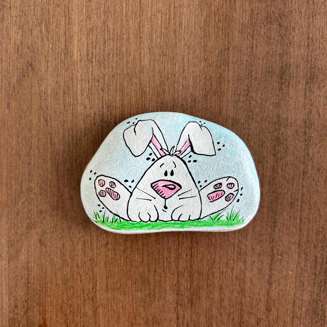 Cute Bunny Rock, Bunny Painted Rock, Cute Painted Rabbit, Easter ...