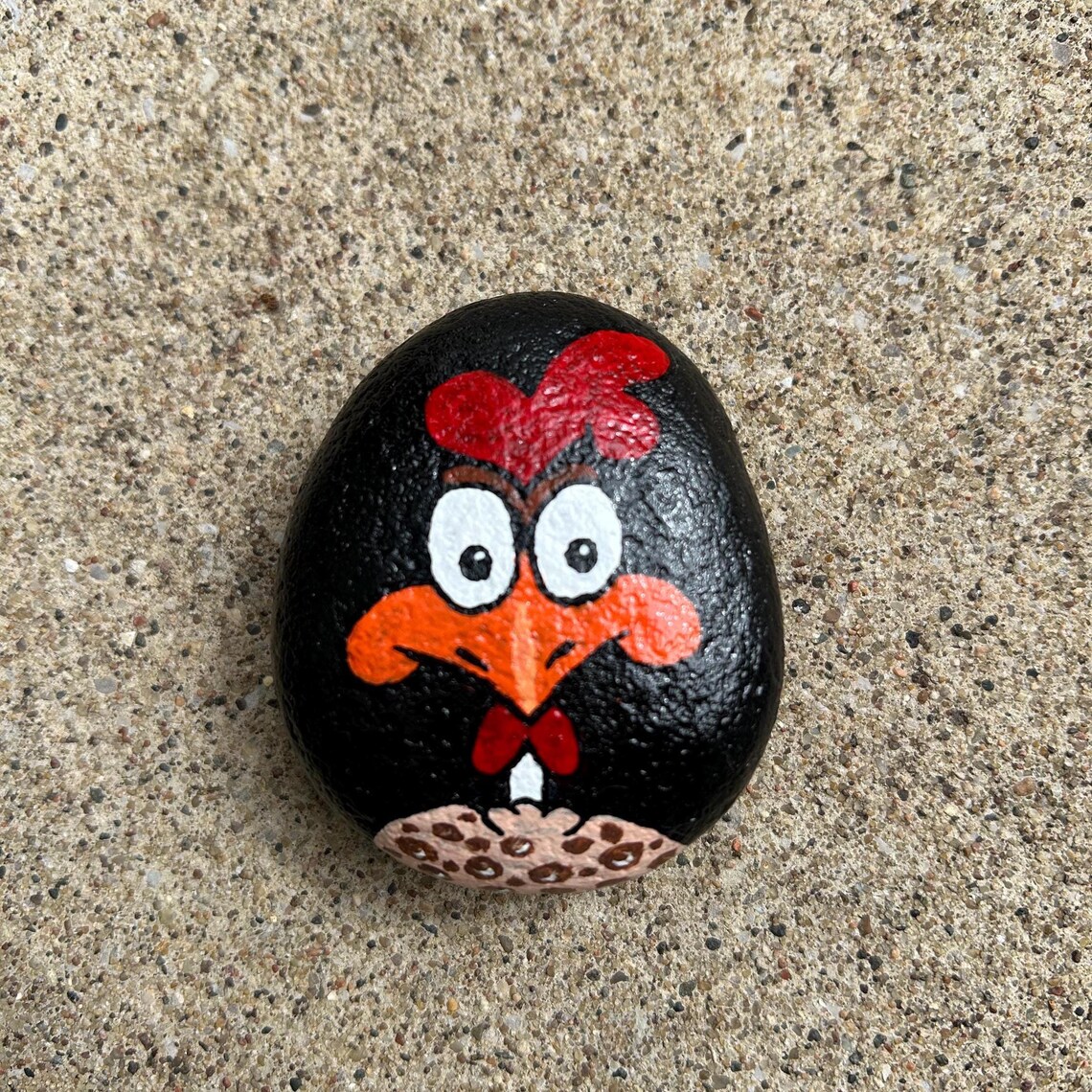 Chicken Rock, Hand Painted Funny Chicken Rock, Fun Paperweight, Chicken ...