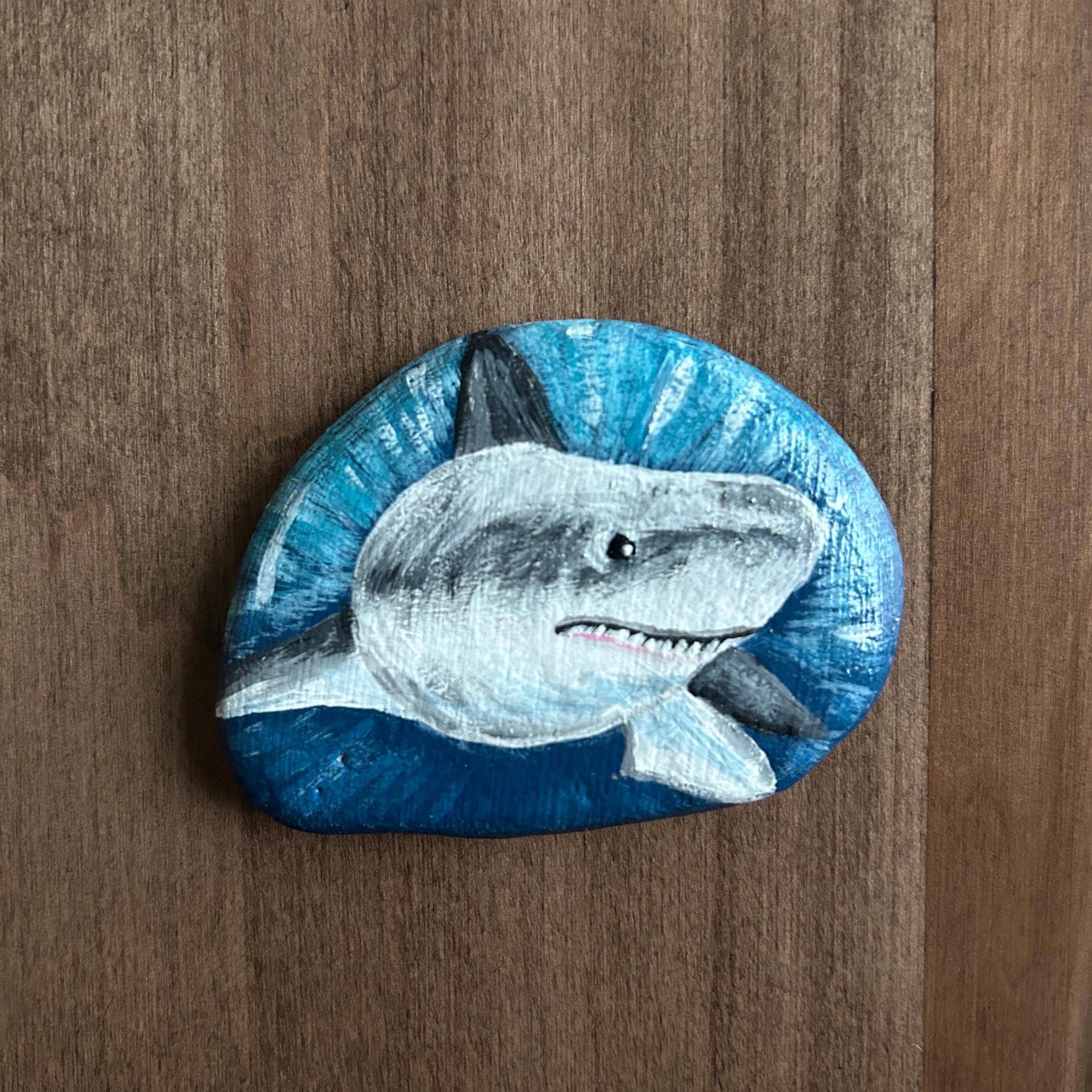 Shark Painted Rock, Hand Painted Shark, Pet Rock, White Shark Painting ...