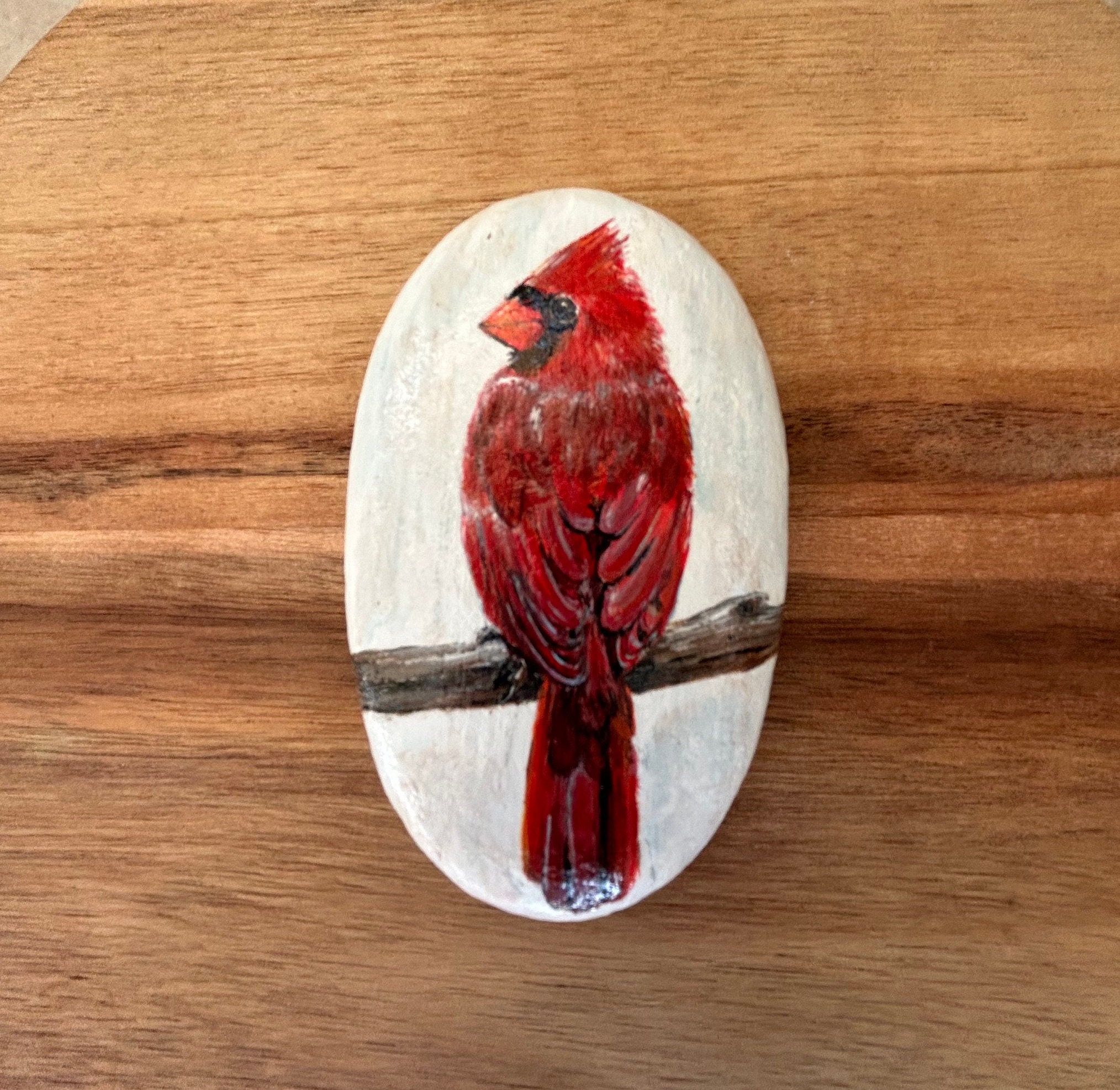 Cardinal Painted Rock, Hand Painted Red Cardinal, Painted Cardinal ...