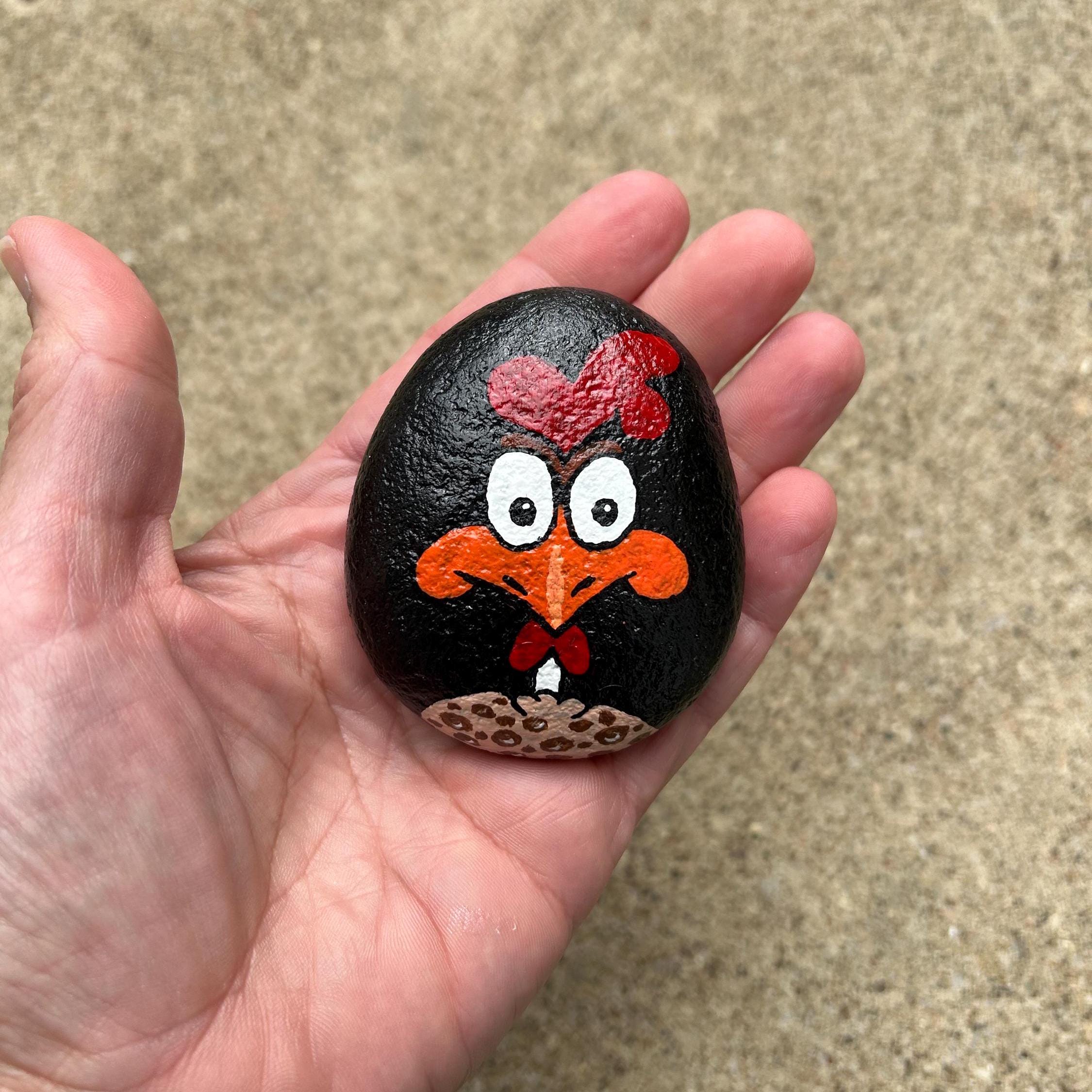 Chicken Rock, Hand Painted Funny Chicken Rock, Fun Paperweight, Chicken ...