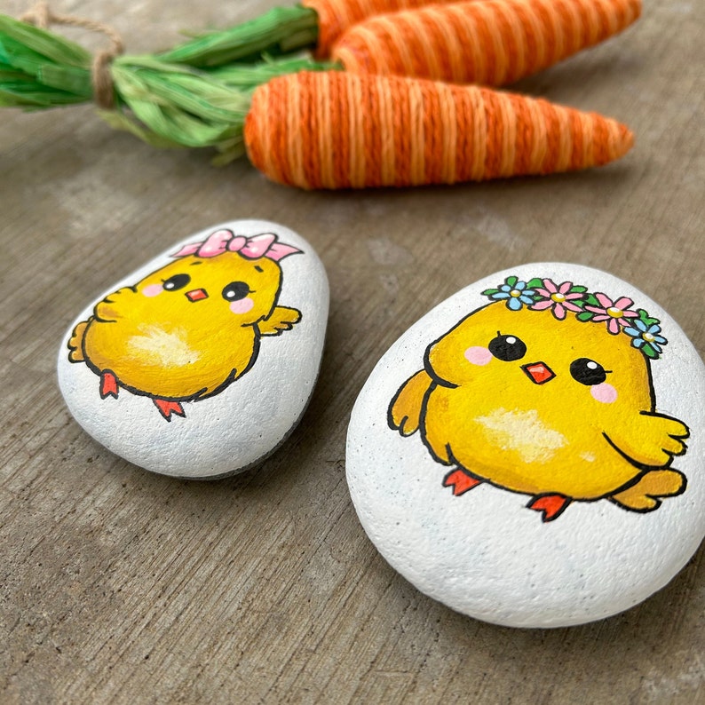 Baby Chicks Painted Rocks, Cute Chicks, Easter Rocks, Easter Stone ...