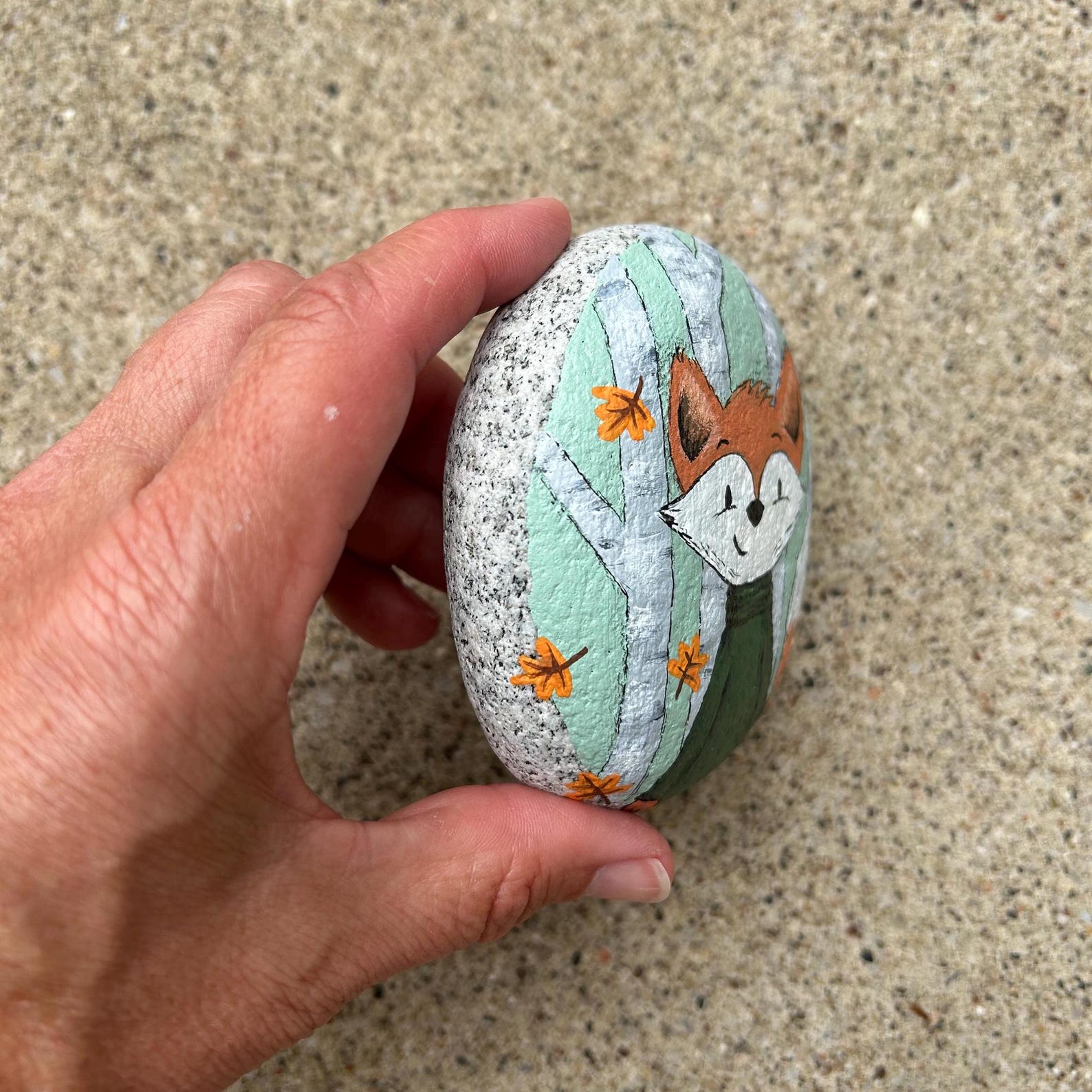 Fox Hand Painted Rock, Doorstop Rock, Painted Fox, Animal Painted Rock ...