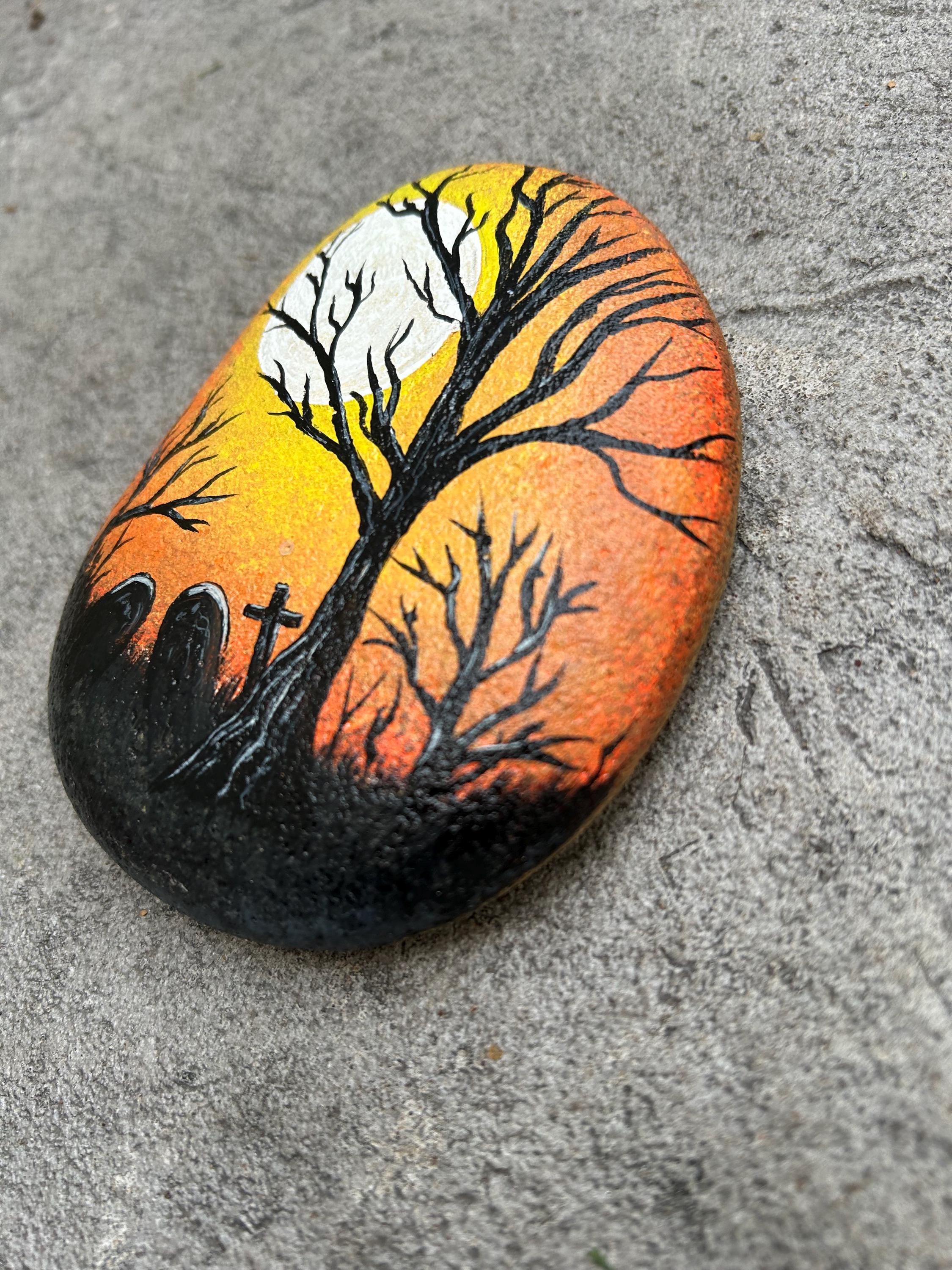 Graveyard Painted Rock, Rock Art, Hand Painted Rocks, Halloween ...