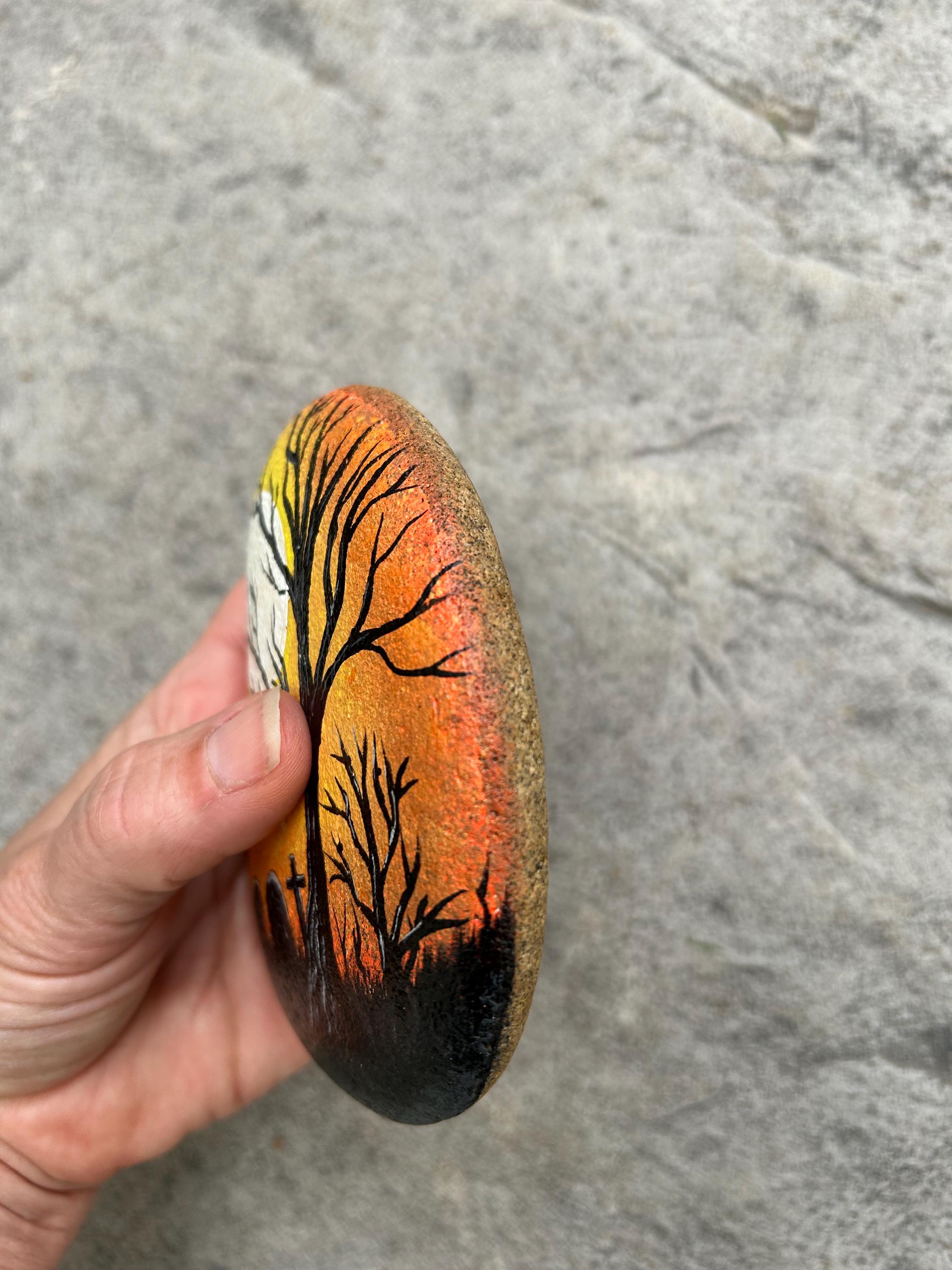 Graveyard Painted Rock, Rock Art, Hand Painted Rocks, Halloween ...