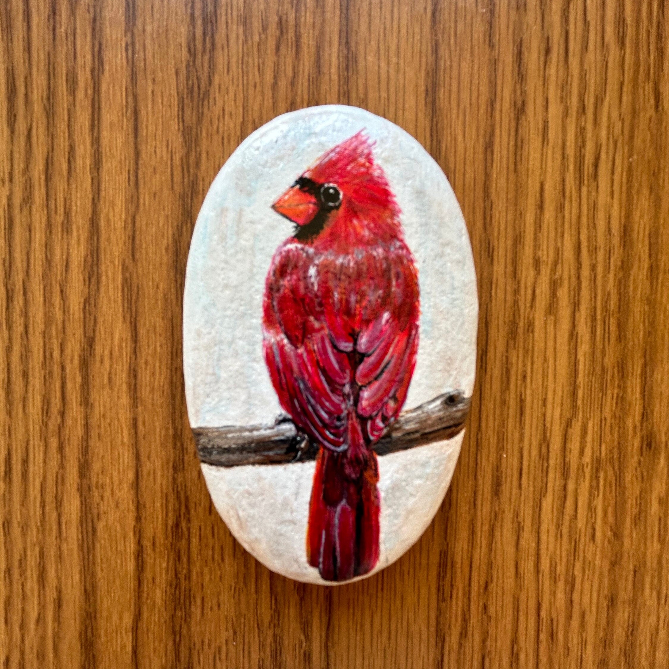 Cardinal Painted Rock, Hand Painted Red Cardinal, Painted Cardinal ...