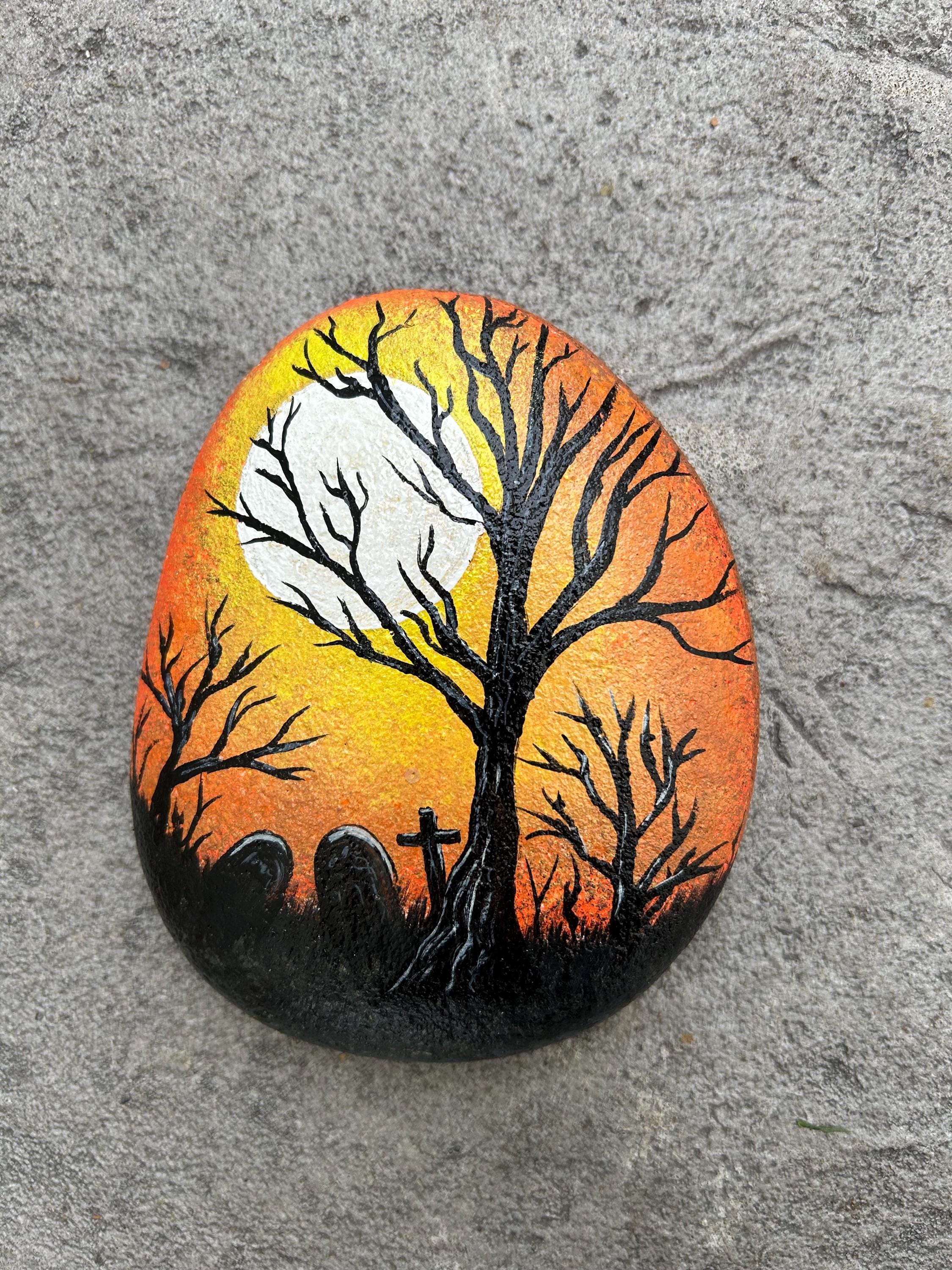Graveyard Painted Rock, Rock Art, Hand Painted Rocks, Halloween ...