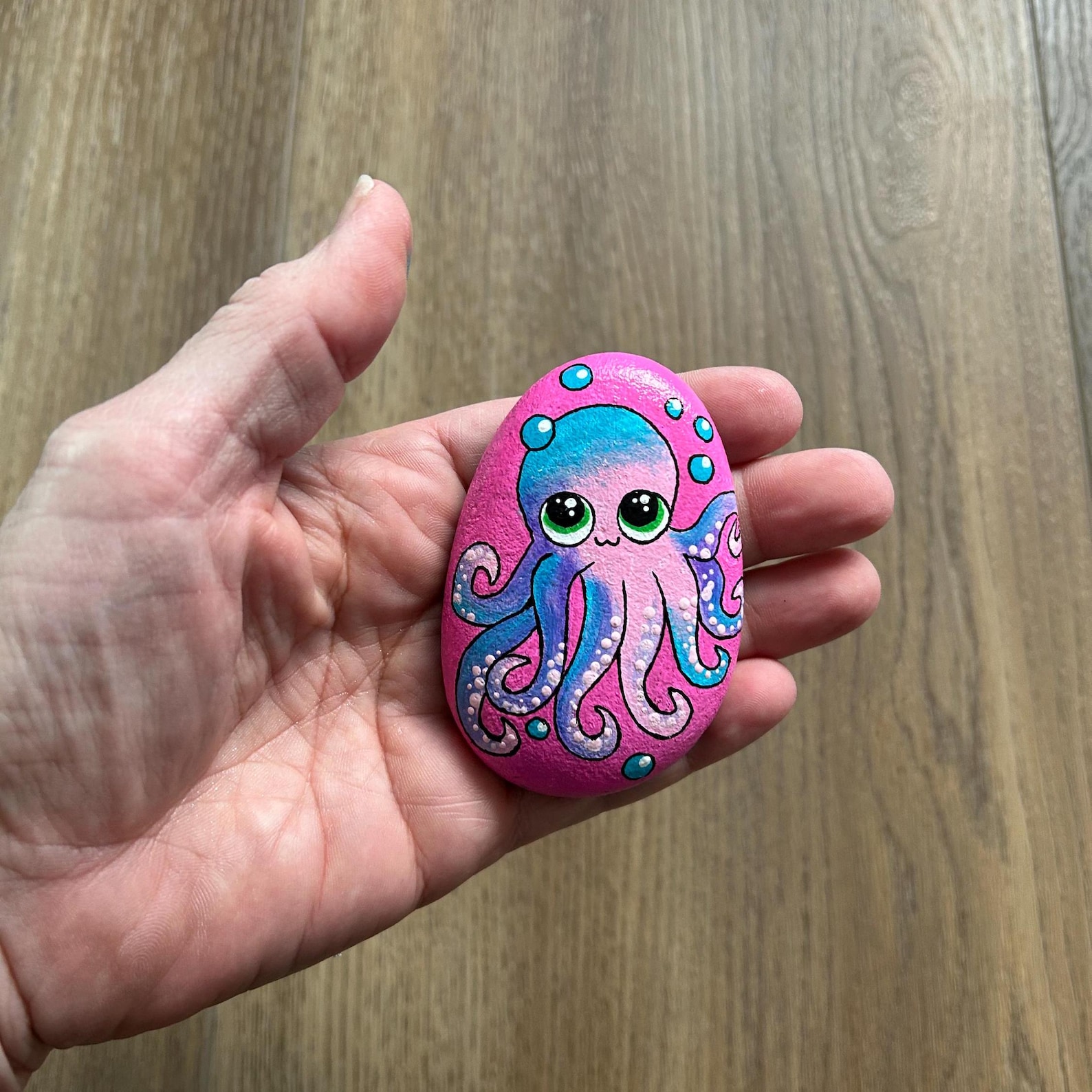 Cute Octopus Rock, Hand Painted Octopus, Rock Art, Octopus Painting ...