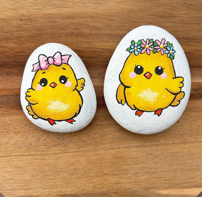 Baby Chicks Painted Rocks, Cute Chicks, Easter Rocks, Easter Stone ...