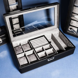 Personalized Black Watch Box - Multifunctional Watch Box, Men's Gift ...