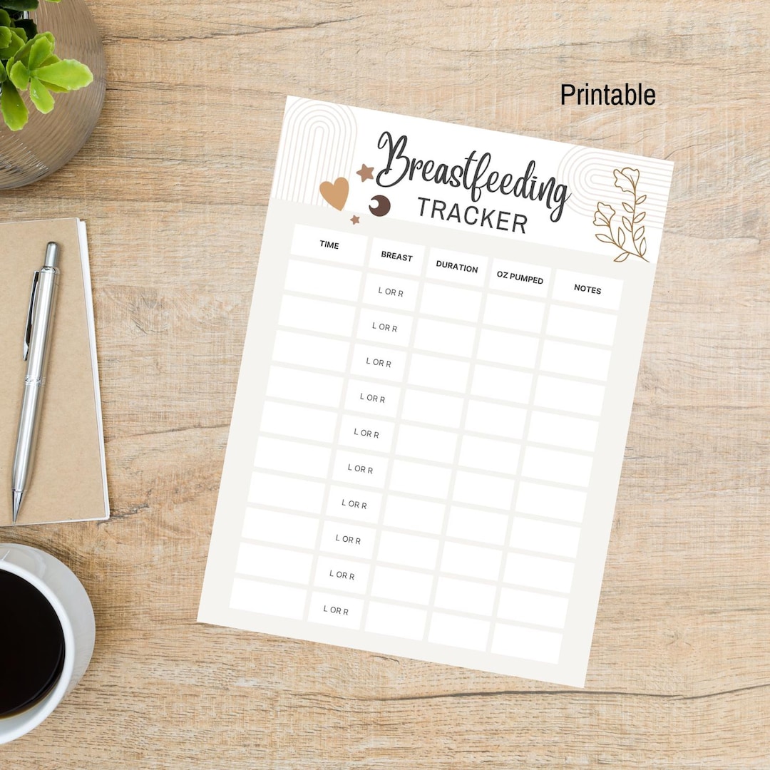 Breastfeeding Tracker, Nursing Chart, New Mom Schedule, Milk Pumping ...