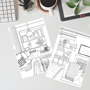 Adult Coloring Pages, Interior Design, Cozy Spaces, Frameable Wall Art ...