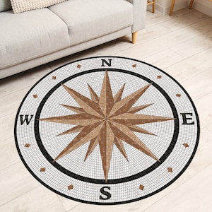 Compass Rose Rug, Compass Medallion Decor, Home Decor, 3D Compass Rug ...