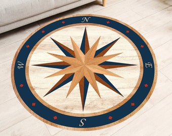Compass Rose Rug, Compass Medallion Decor, Home Decor, 3D Compass Rug ...