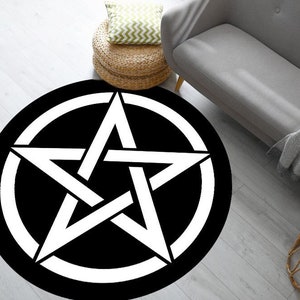 Pentacle Symbol Rug, Pentagram Patterned Round Carpet, Supernatural ...