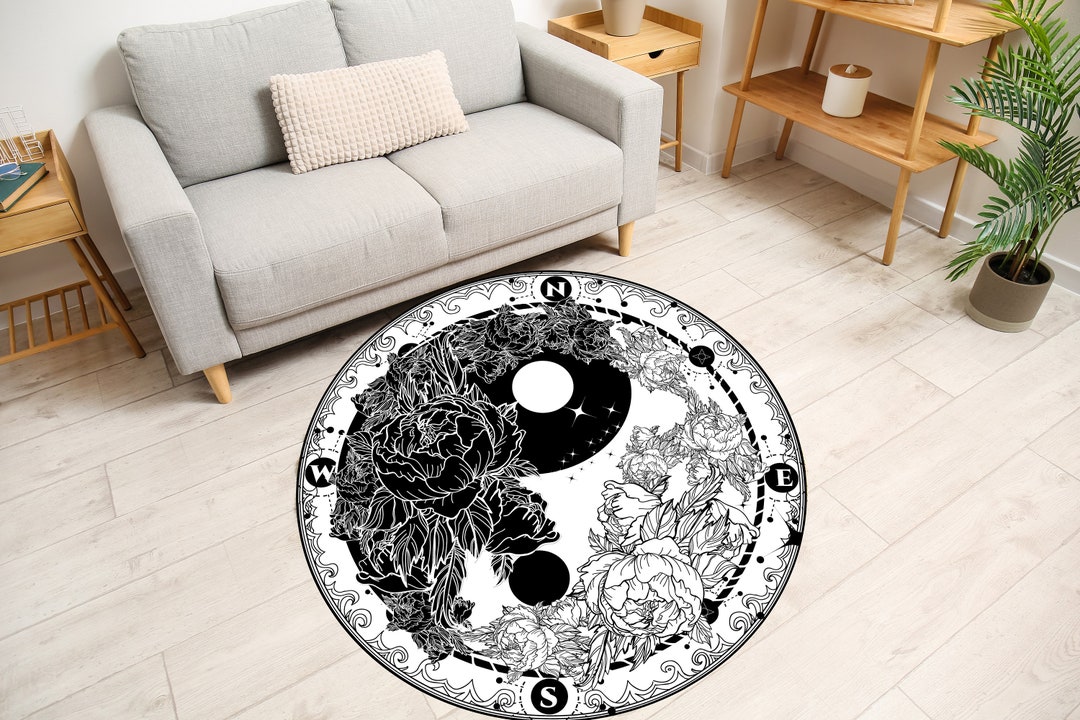 Black and White Area Rugs, Yin Yang Rugs, Carps and Compass Rug, Yin ...