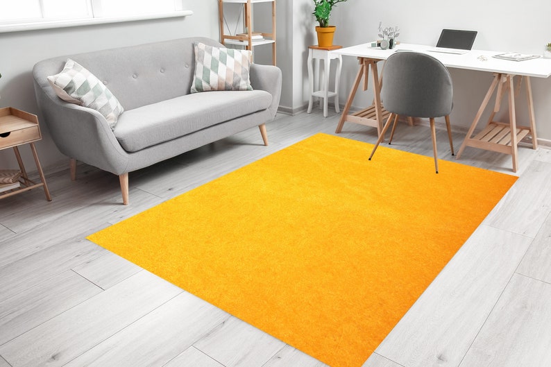 Canary Yellow Rug, Grunge Yellow Rug, Mustard Area Rugs, Solid Color ...