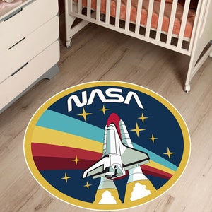 Nasa Carpet, Nasa Rocket Rug, Kids Room Rug, Round Space Theme Carpet ...