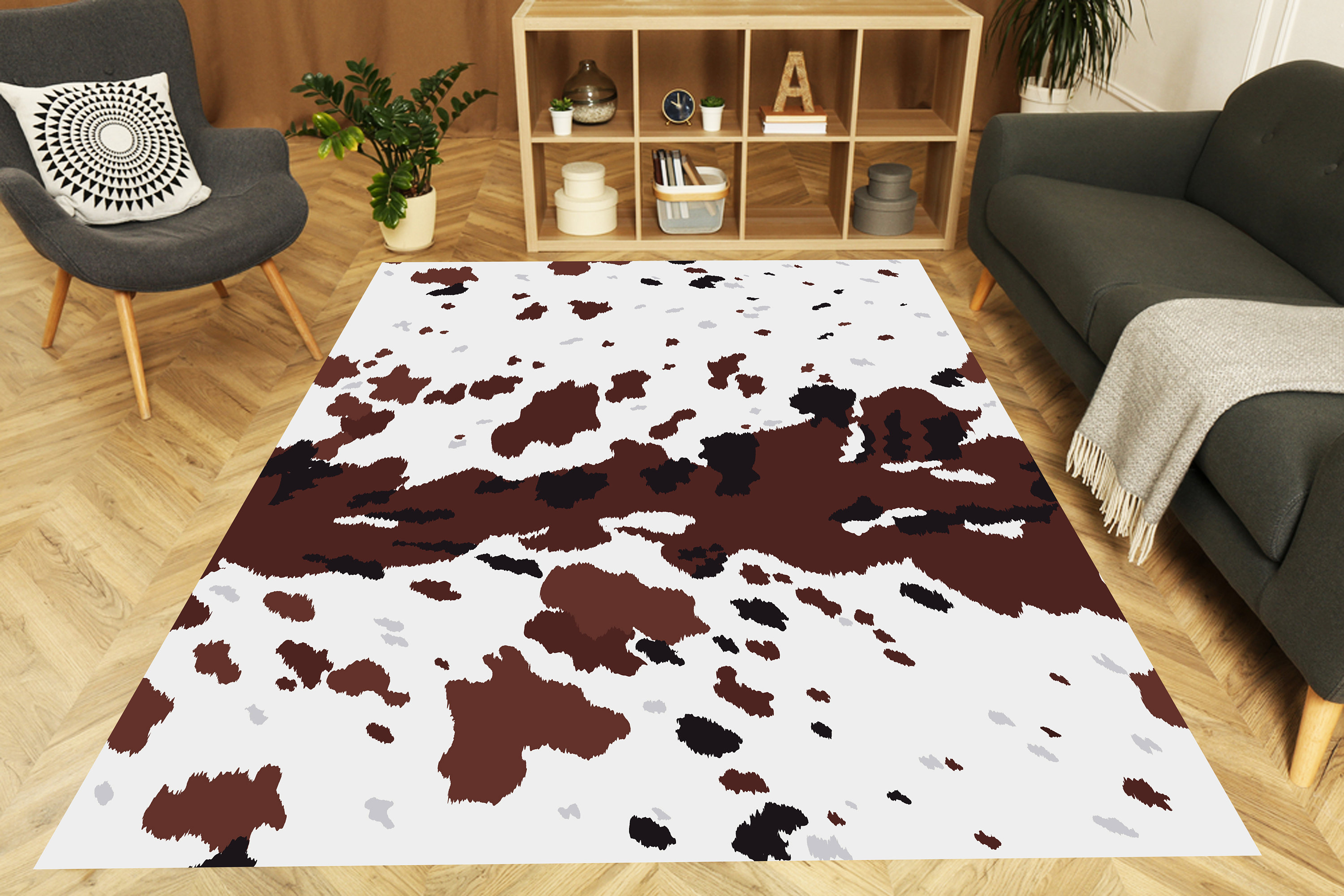 Cow Print Rugs, Animal Print Rug, Spotted Cow Skin Pattern Area Rug ...