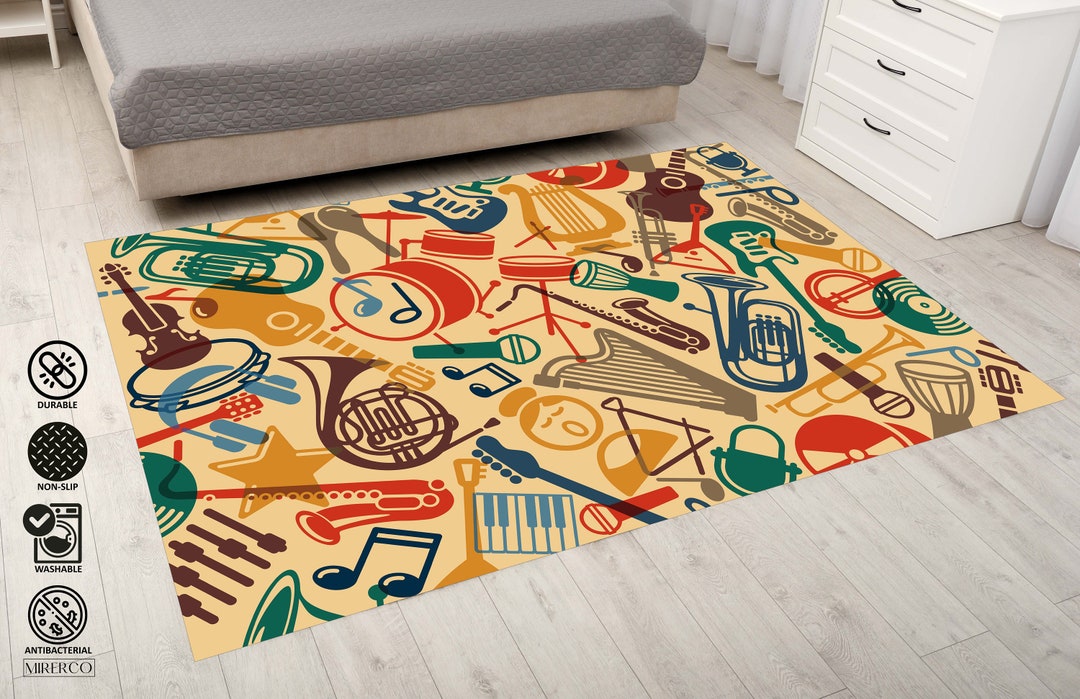 Musical Instruments Rug, Instruments Decor Rug, Artist Room Rug, Music ...