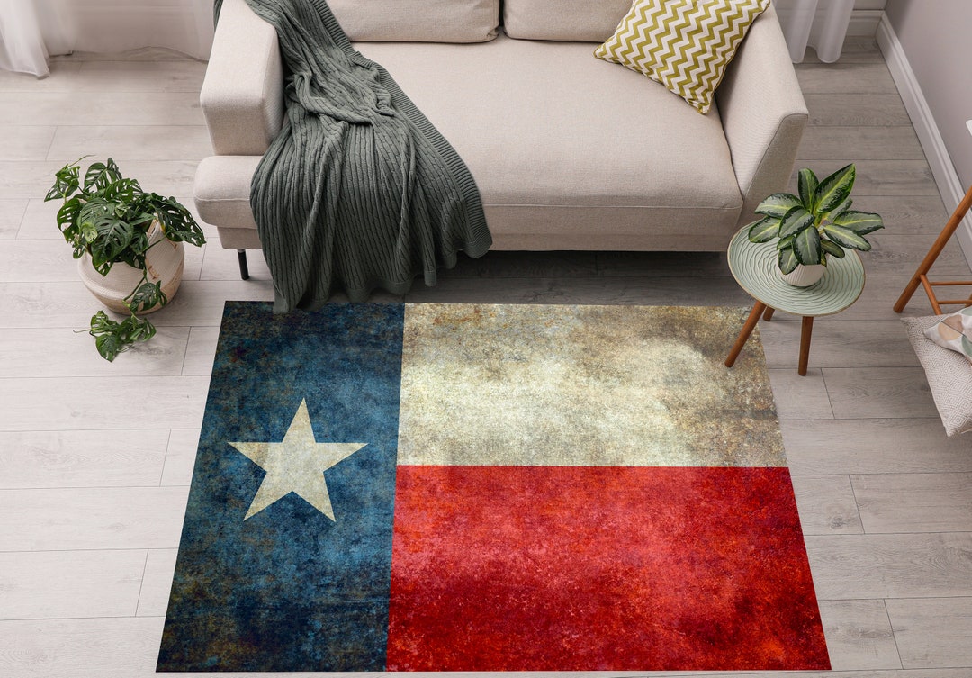 Patriotic Carpets for Living Room, Texas Flag Area Rugs, Weathered ...