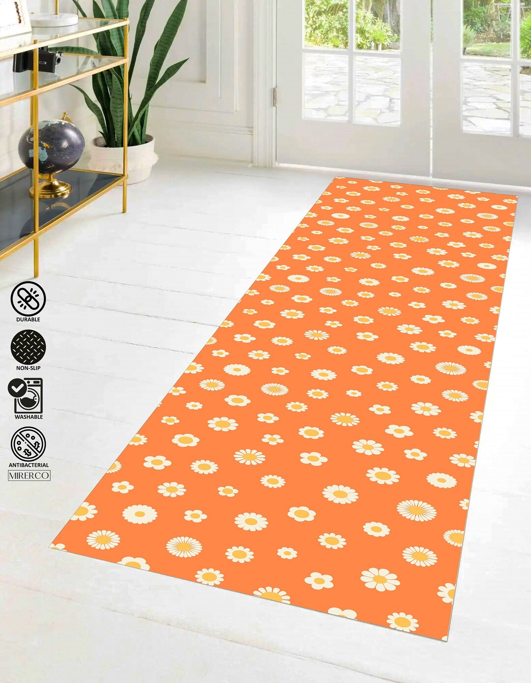 Daisy Retro Runner Rug, Runners for Entryway, Hippie 60s, 70s Style ...