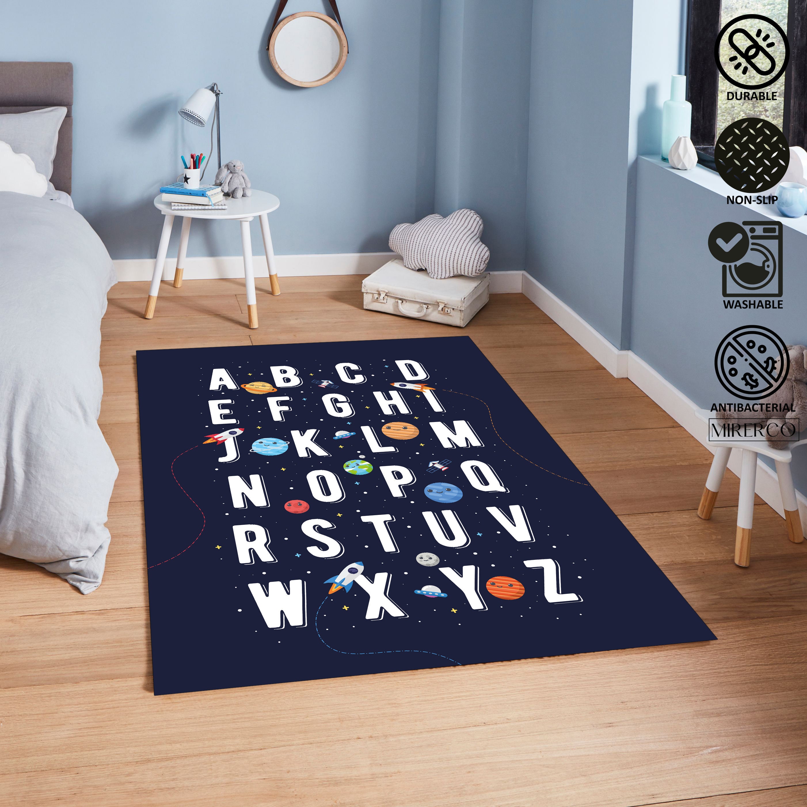 Space Themed Alphabet Rug Alphabet Carpet Kids Carpet Space - Etsy