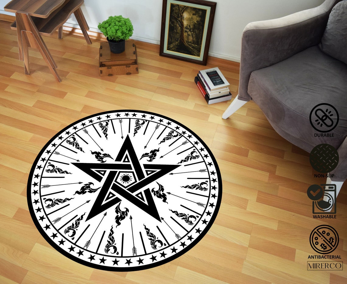 Pentagram Rug, Supernatural Devil's Trap Rug, Wiccan Symbol of ...
