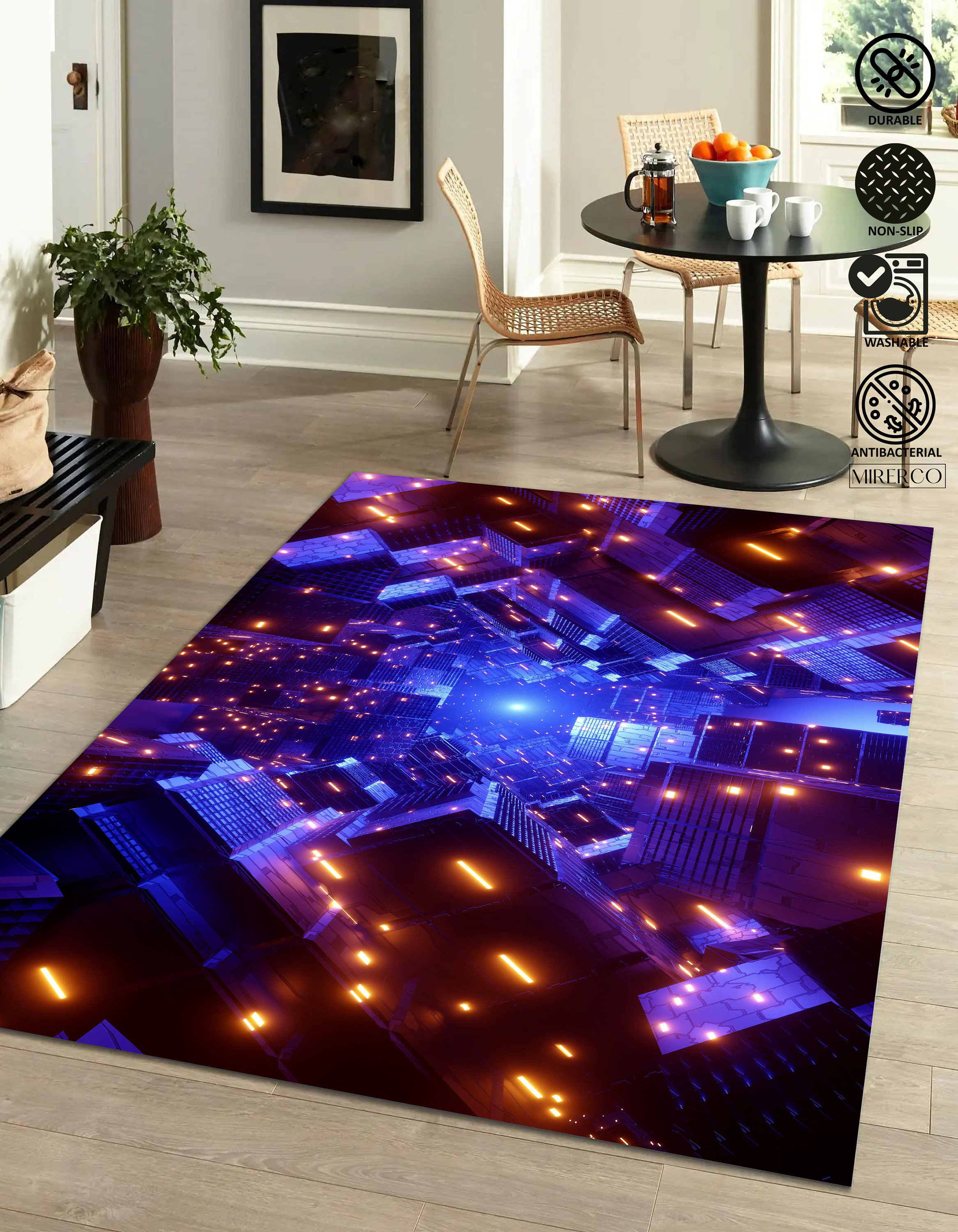 3D Lights Illusion Rug, 3D Rug, for Living Room Rug, 3D Vortex Rug, Fan ...
