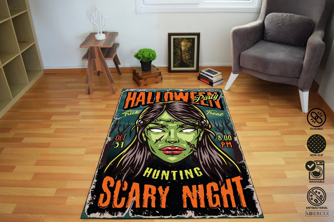 Halloween Party Rug, Scary Night Rug, Trick or Treat, Halloween Decor ...