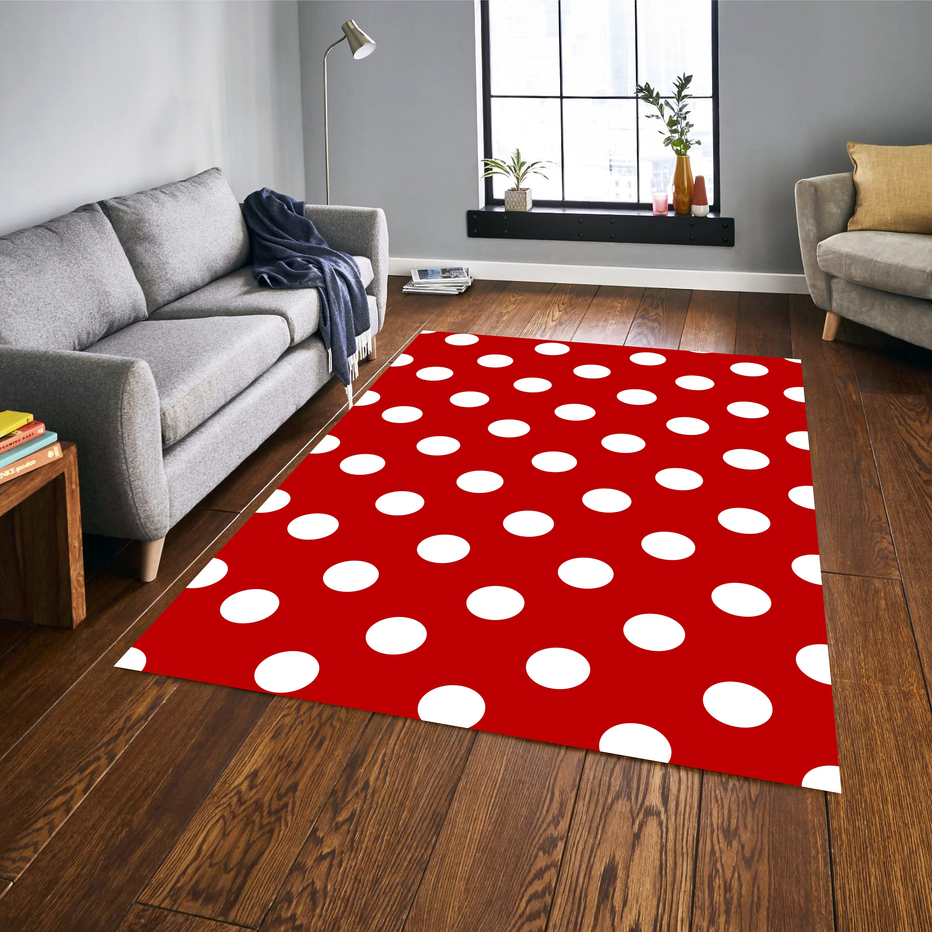 Polka Dot Area Rug, Red and White Rug, Red Area Rug, Polka Dot Rug ...