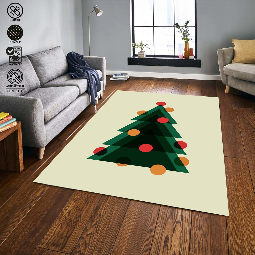 Christmas Tree Carpet, Green Tree Rug, Merry Christmas Rug, Christmas ...
