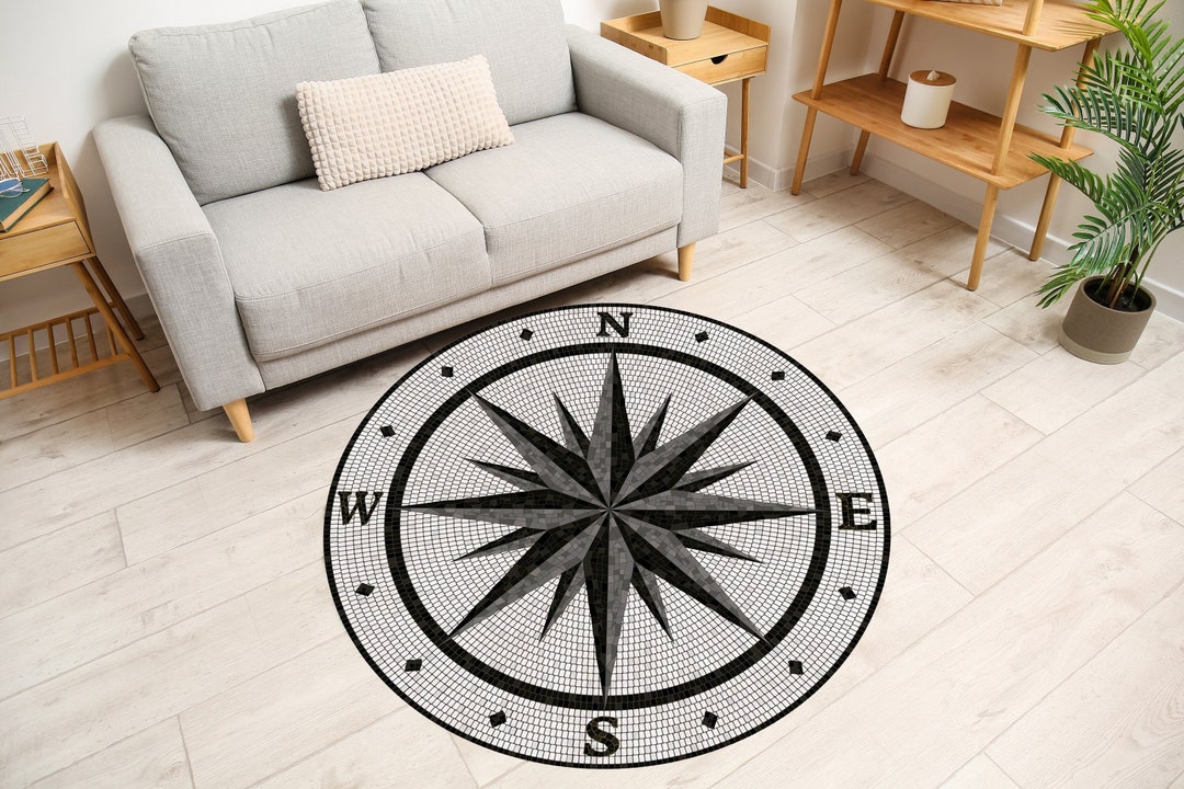 3D Compass Rug, Compass Rose Rug, Compass Medallion Decor, Home Decor ...