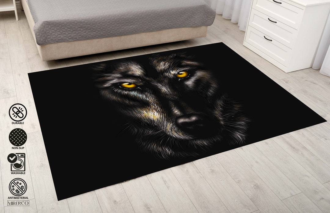 Wolf Design Rug, Wolf Area Rug, Wolf Animal Nature Design Carpet, Home ...