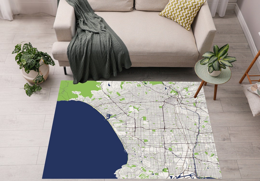 Map Rugs, Modern Area Rug, Los Angeles City Map Area Rug, City Rug, Map ...