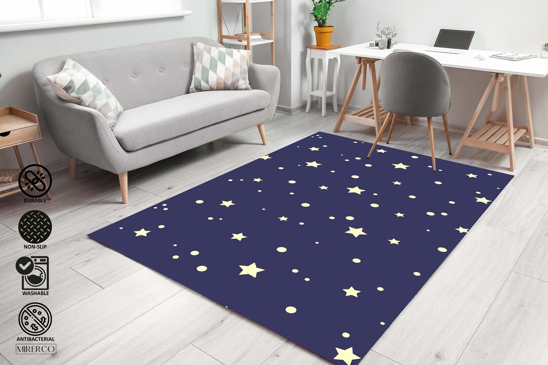 Constellations Stars, Space Rug, Space Design Area Rug, Rug Dark Navy ...