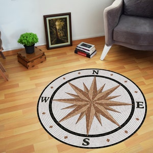 Compass Rose Rug, Compass Medallion Decor, Home Decor, 3D Compass Rug ...
