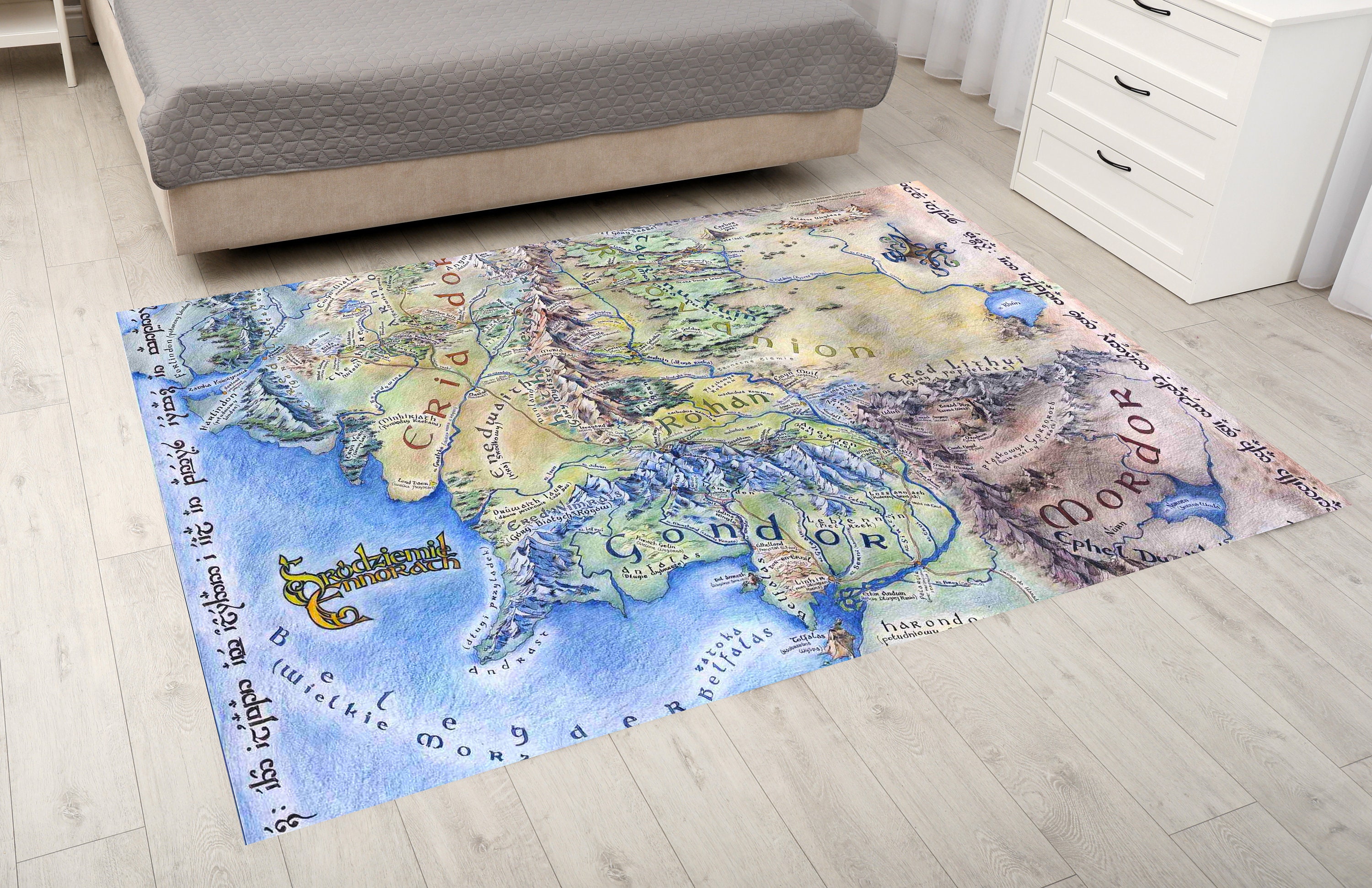 Lord of the Rings Rug, Lord of the Rings Carpet, Middle Earth Map Rug ...
