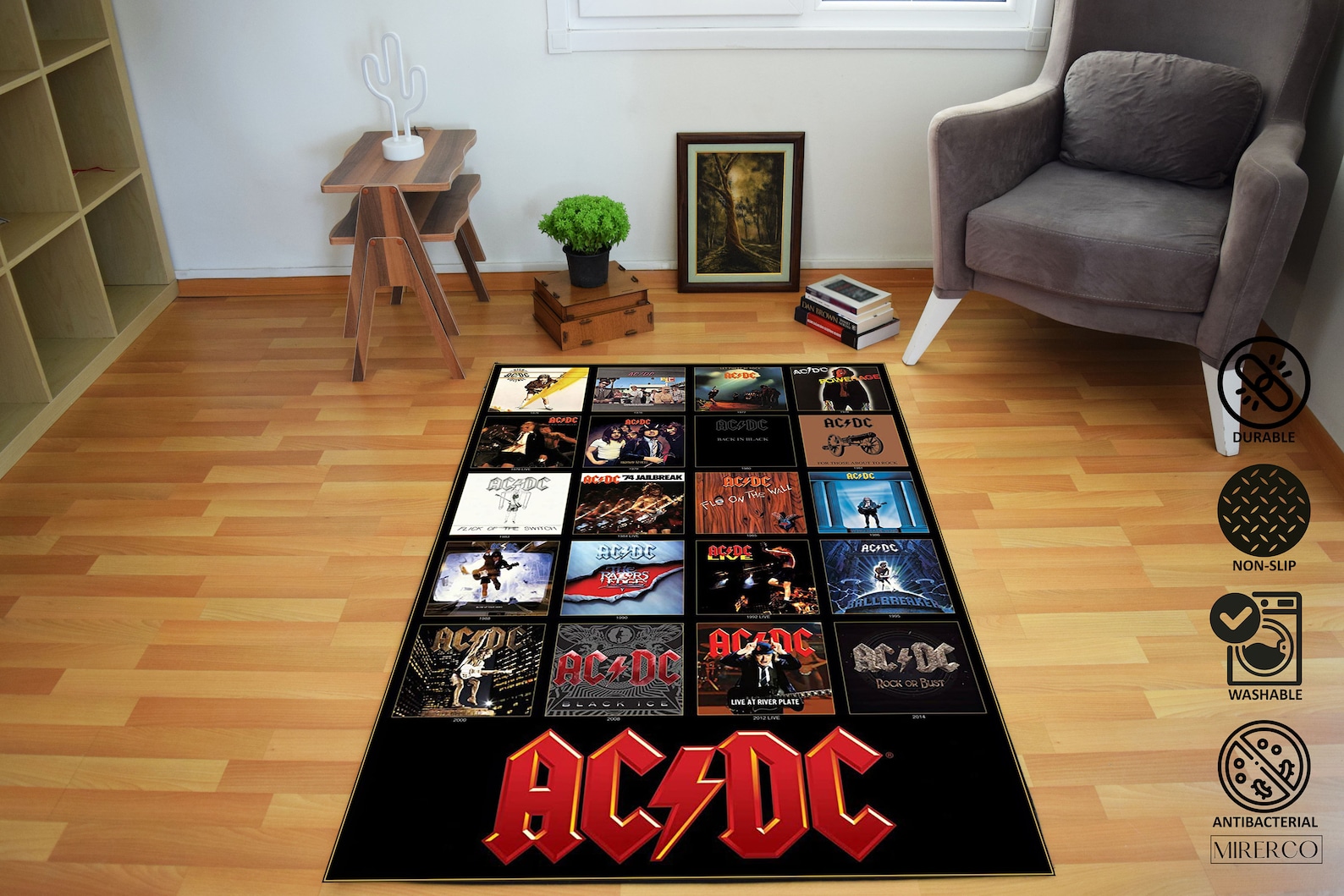 AC DC Rug, Album Cover Inspired Music Room Rug, Ac Dc Fan Rug, Rock and ...