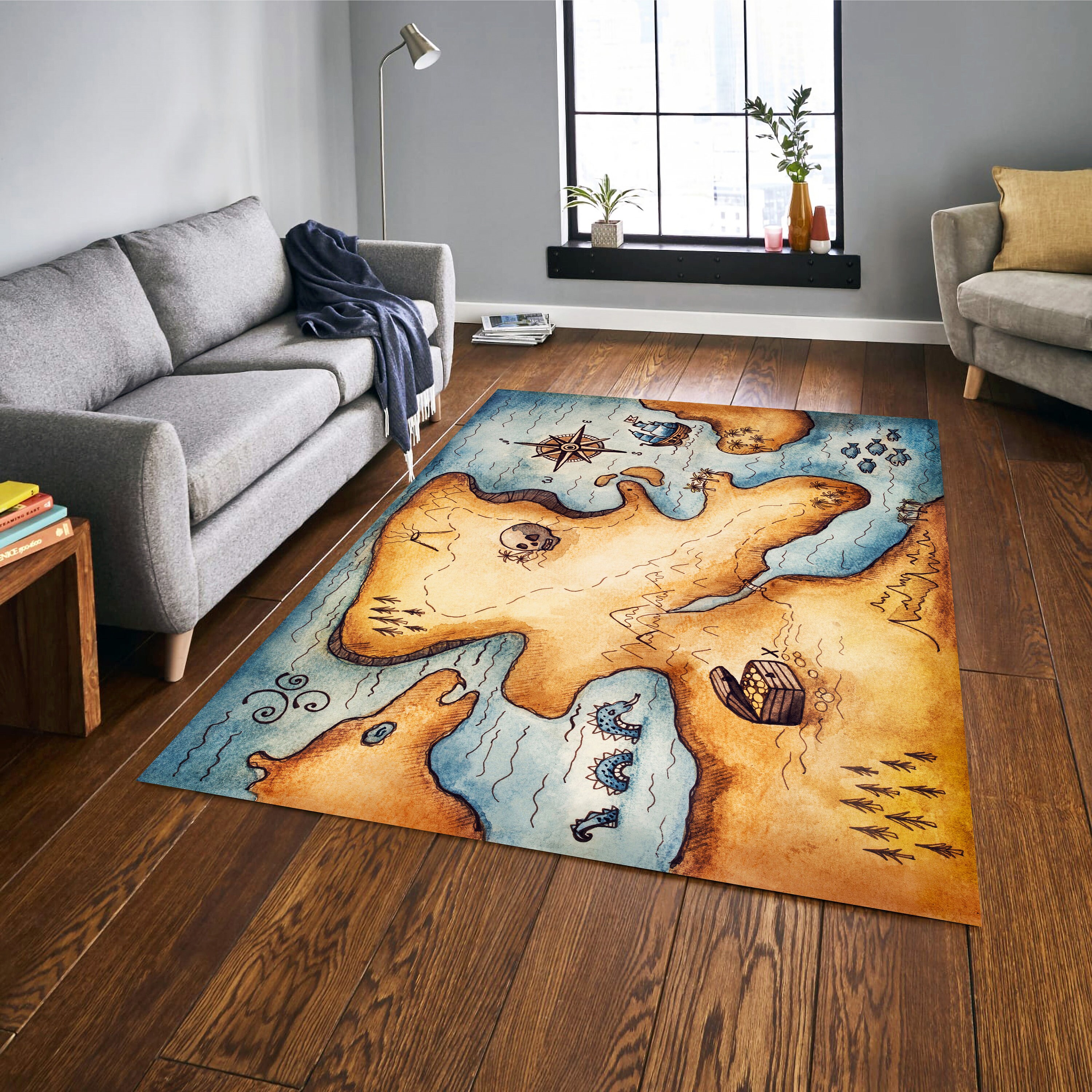 Pirate Area Rug, Map Area Rug, Boys Area Rugs, Pirate Rug, Boys Room ...